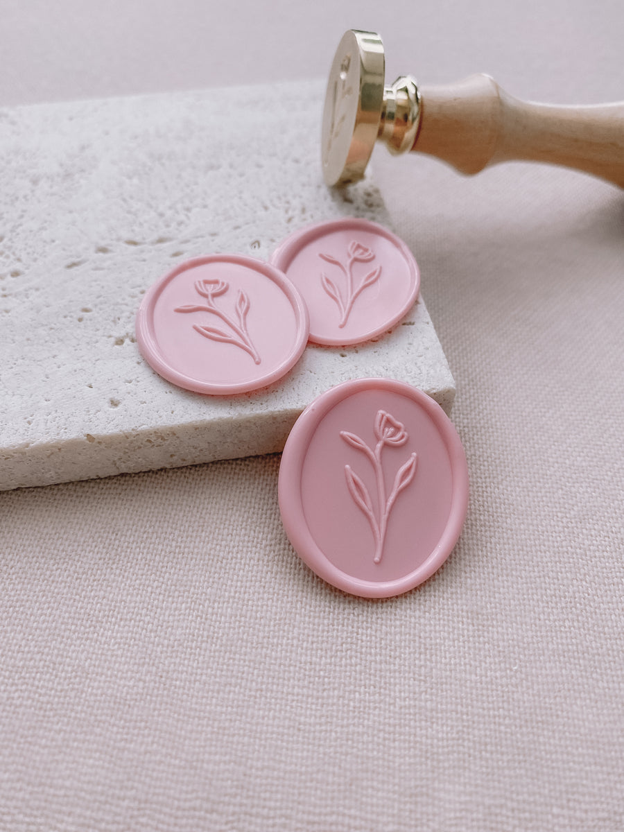 Simple Flower Oval Wax Seal Stamp – Olive Paperie Co.