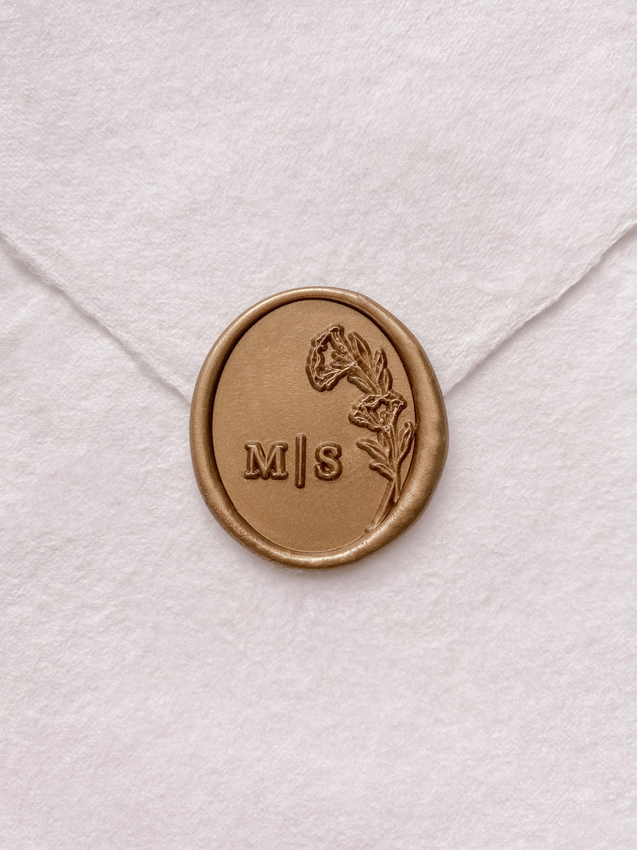 Eleanor Floral Monogram Oval Wax Seal Stamp – Olive Paperie Co.