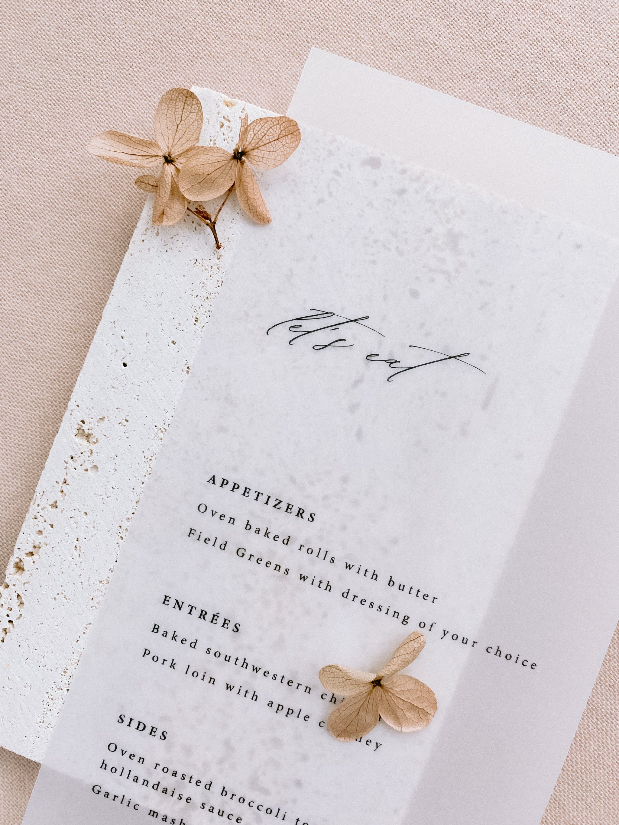 Wedding Menu Cards – Olive Paperie Co.